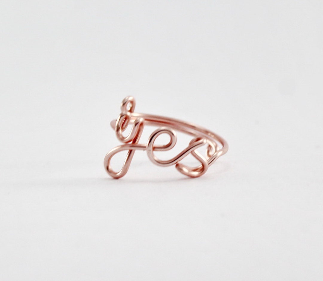 Rose Gold Yes Ring, Wire Yes Word Ring, Yes I Do, Bridesmaids Gift Ring ...