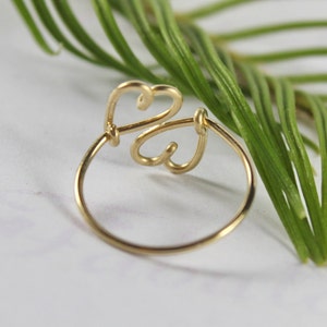 Double Heart Ring - Heart to Heart Love and Friendship Symbol Ring, 14K ...