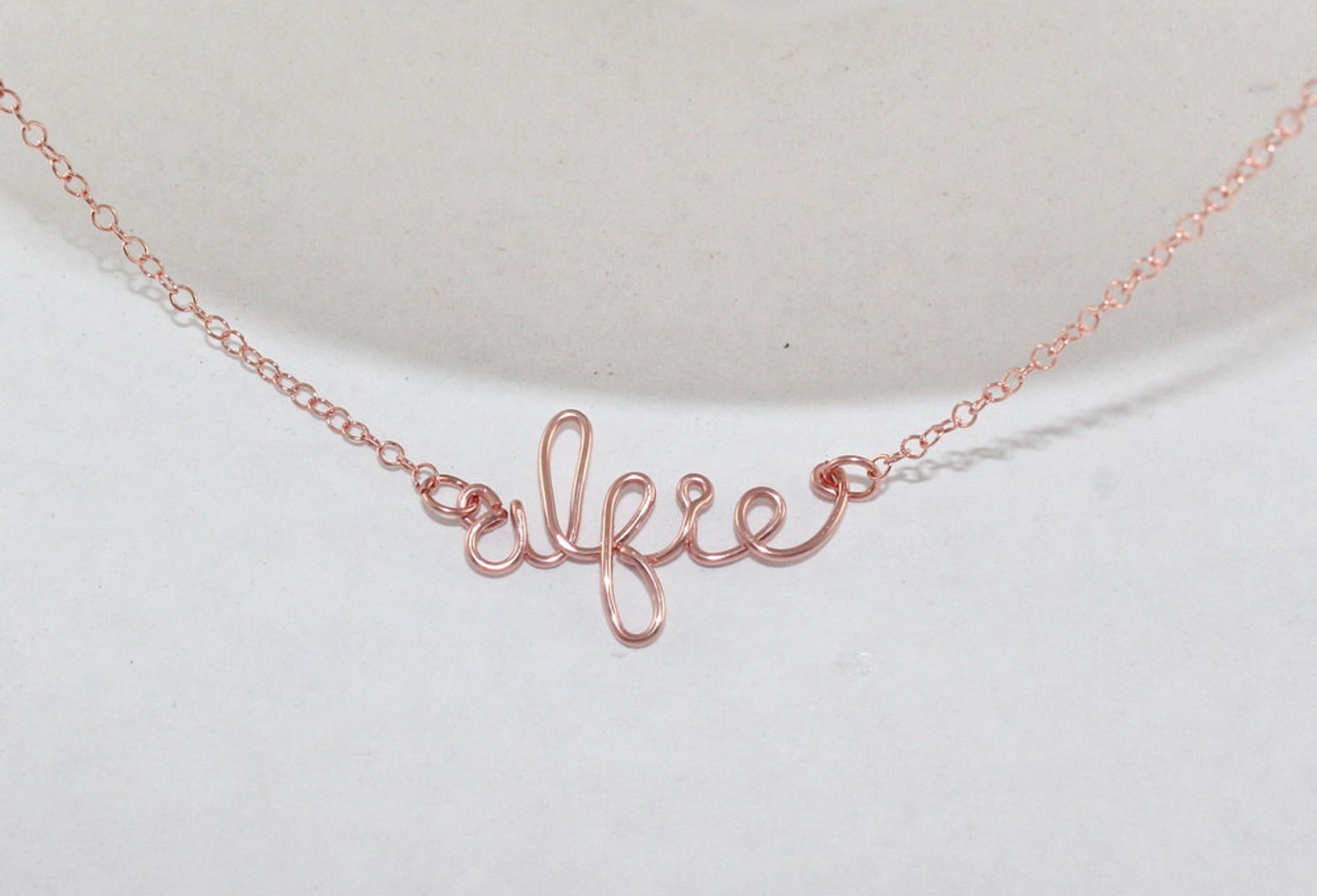 Rose Gold Wire Word Wire Name Necklace Custom Made Wire - Etsy