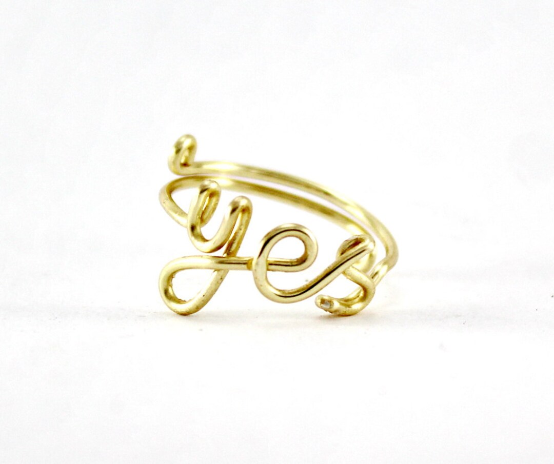 Gold Yes Ring, Hand Crafted Gold Wire Yes Ring, Wire Word Ring ...