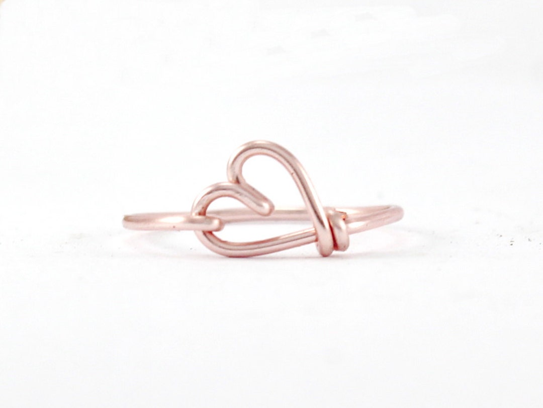 Rose Gold Heart Ring, Sweetheart Ring, Hear Made Wire Heart Ring ...