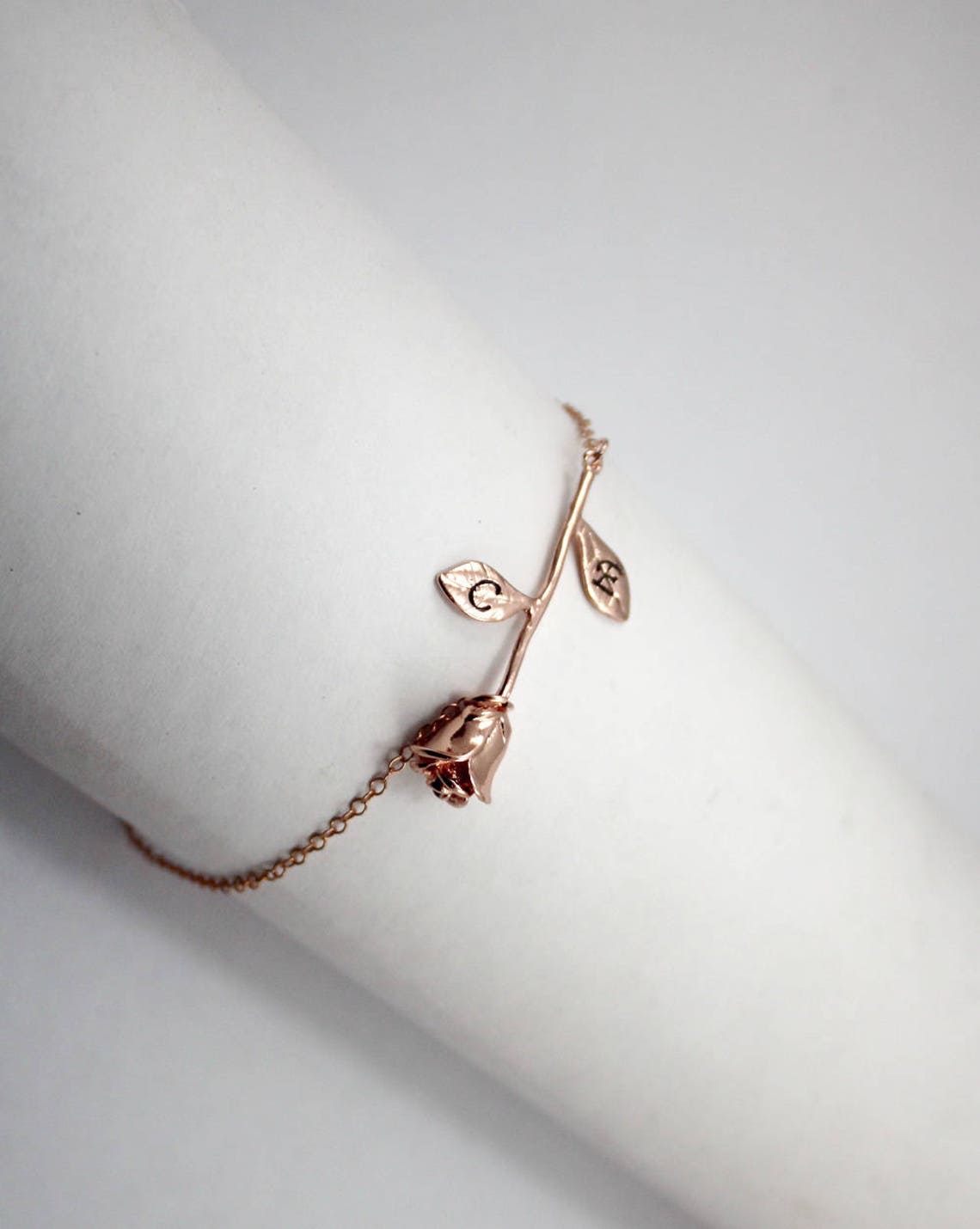 Personalized Initial Rose Flower bracelet Beauty And Beast | Etsy