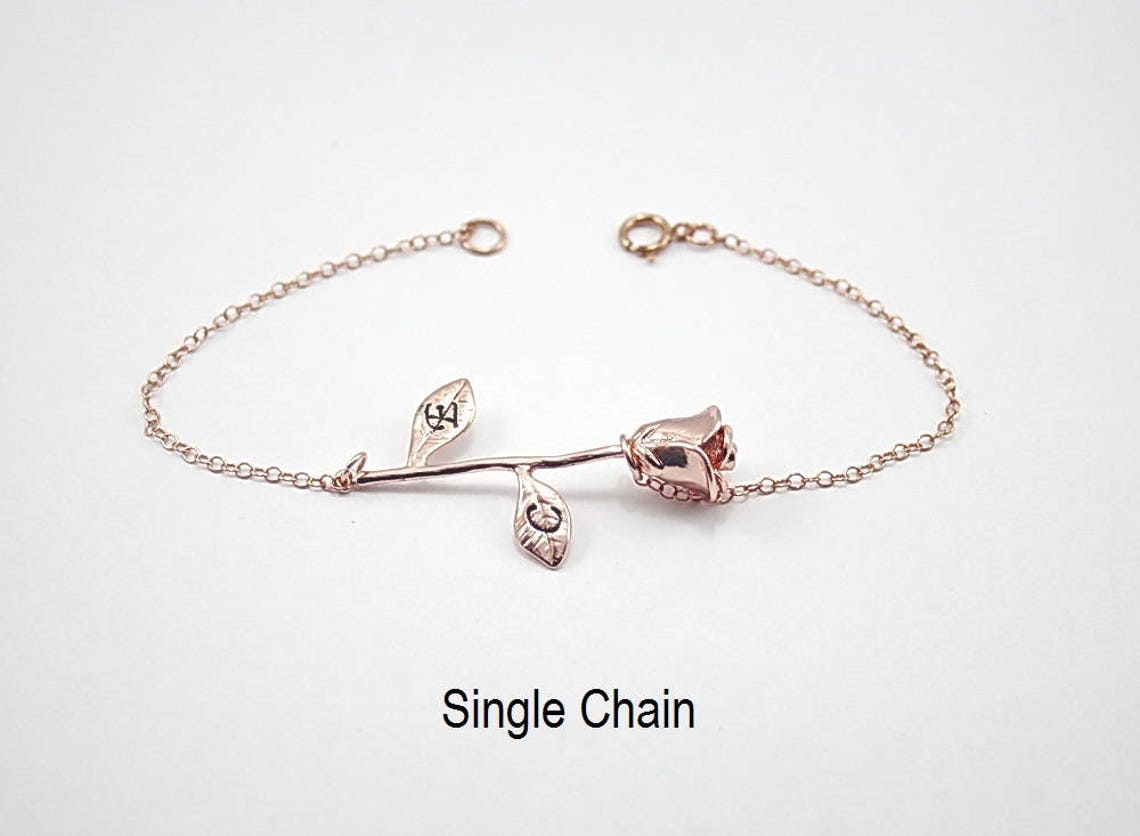 Personalized Initial Rose Flower bracelet Beauty And Beast | Etsy
