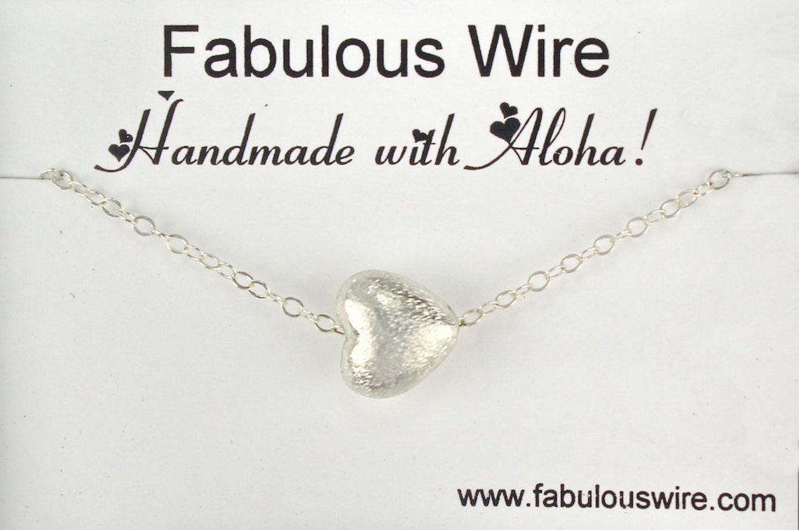 Sideways Heart Necklace, Sterling Silver Brushed Sideway Heart Necklace ...