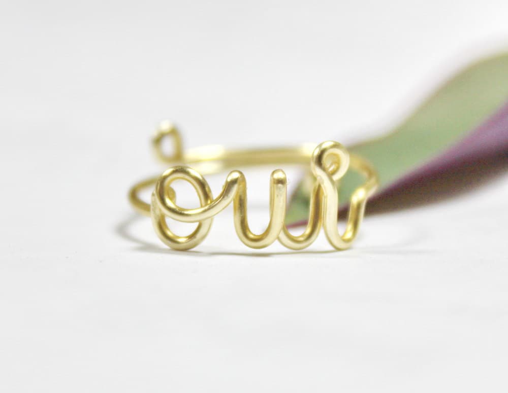 Gold OUI Ring French Word Wire Adjustable Band Ring Yes I Do | Etsy