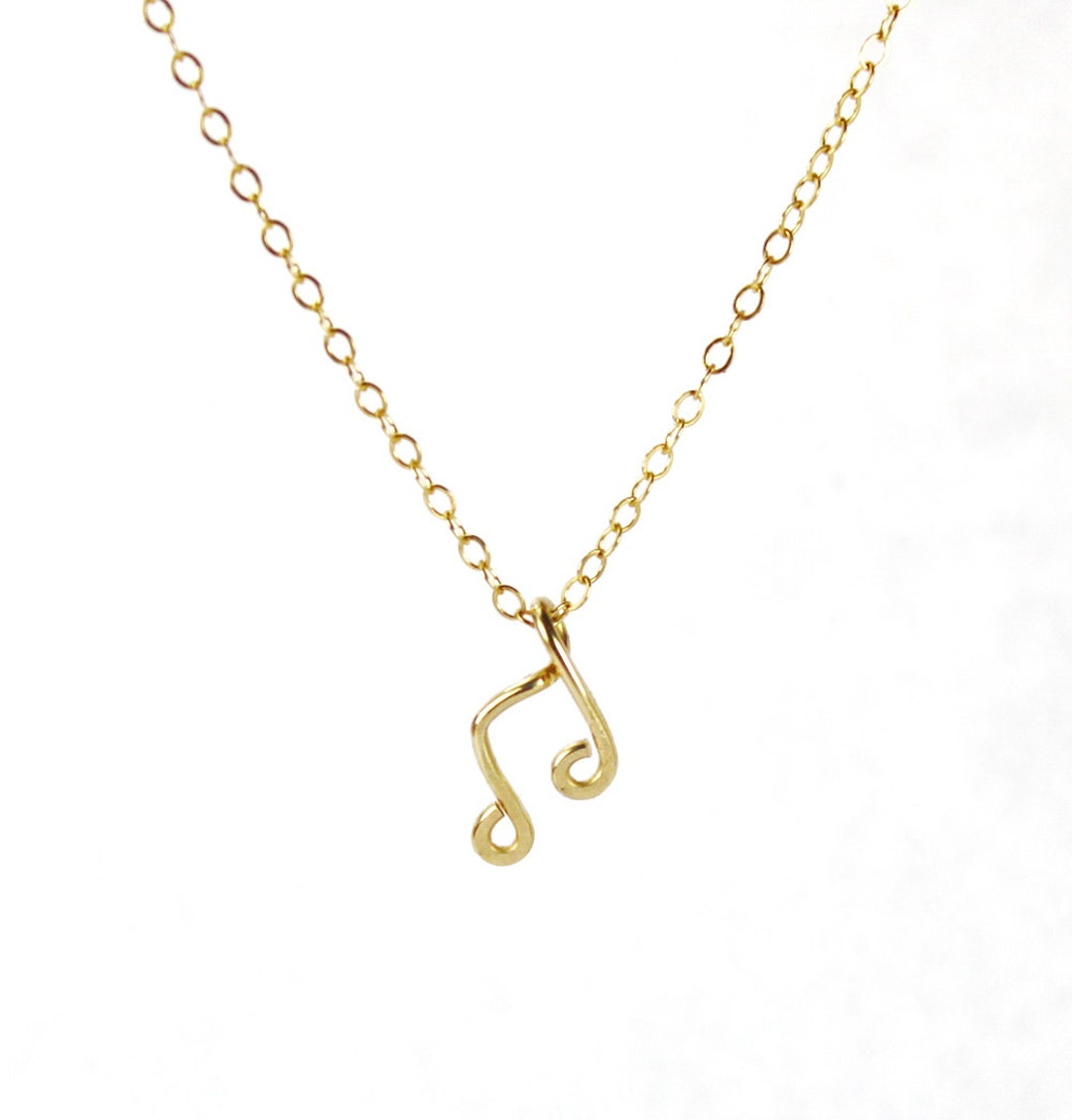 Gold Music Note Necklace, Handmade 14K Gold Filled Wire Musical Symbol ...