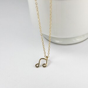 Gold Music Note Necklace, Handmade 14K Gold Filled Wire Musical Symbol ...