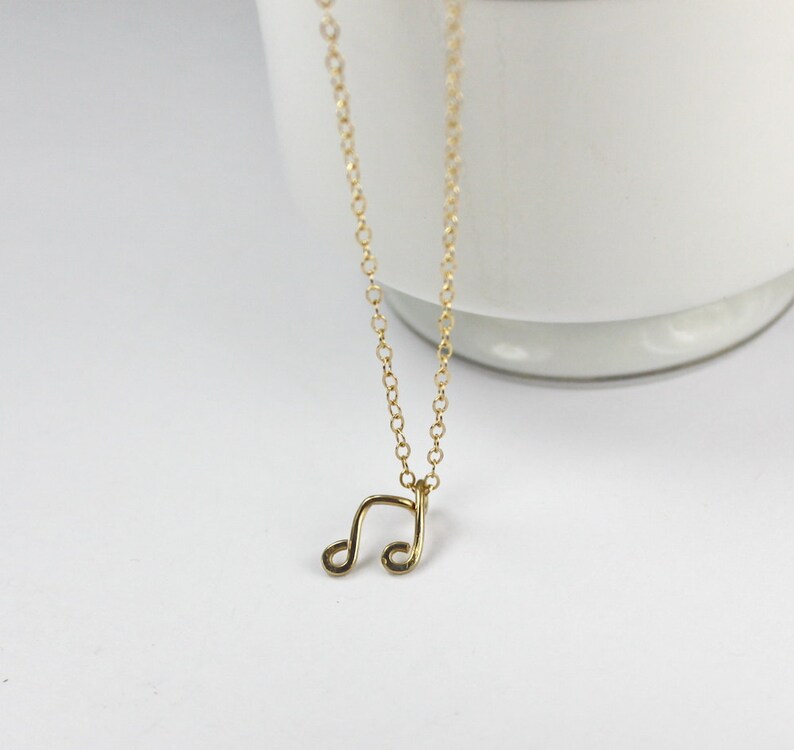 Gold Music Note Necklace Handmade 14K Gold Filled Wire | Etsy