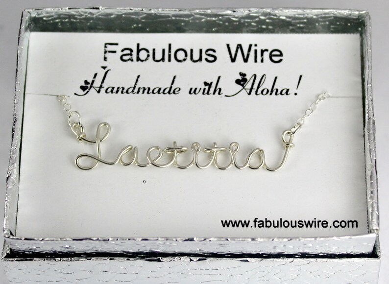 Wire Name Necklace, Personalized Sterling Silver Name Jewelry, Custom ...