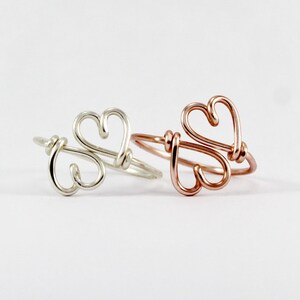 Double Hearts Ring, Rose Gold Heart Ring, Sweetheart Ring, Dainty ...