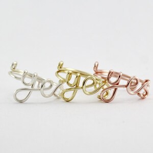Gold Yes Ring, Hand Crafted Gold Wire Yes Ring, Wire Word Ring ...