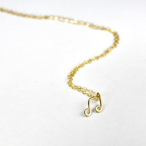 Gold Music Note Necklace, Handmade 14K Gold Filled Wire Musical Symbol ...