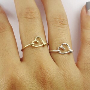 Gold Heart Ring, Heart Shaped Love Ring, Gold Wire Ring, Lovers Ring ...