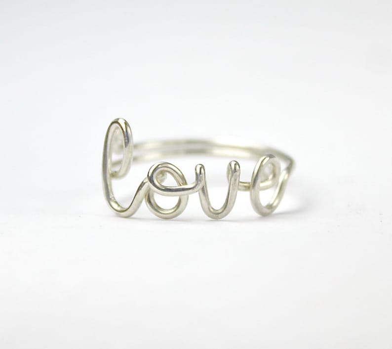 Love Ring Sterling Silver Wire Handcrafted Adjustable Ring - Etsy