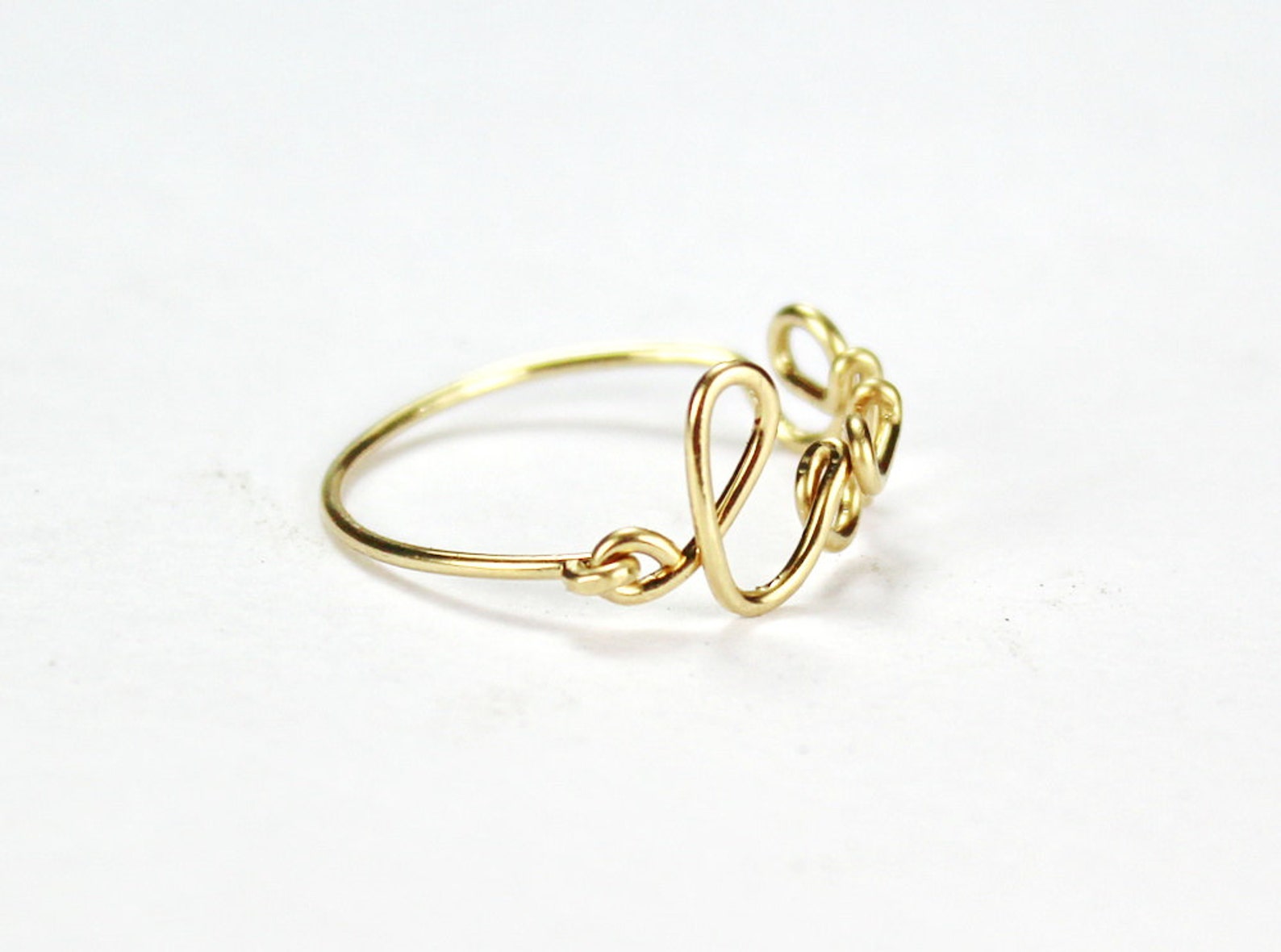 LOVE Ring, Silver or Gold Filled Wire Ring, Fixed Size Wire Love Ring ...