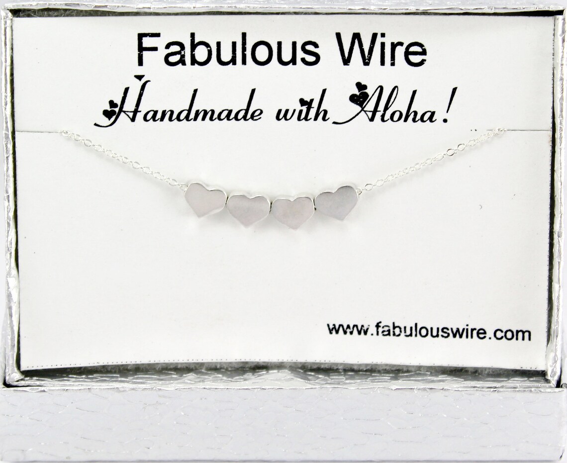 Multi Heart Necklace Sterling Silver Heart Necklace Family - Etsy