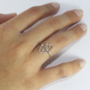 Heart to Heart Ring - Double Heart Love Ring, Sterling Silver Heart ...