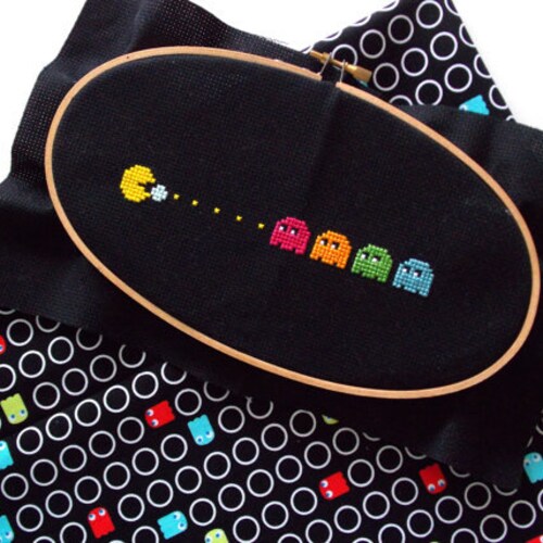 Pac Man Cross Stitch Pattern Retro Game Embroidery Chart - Etsy
