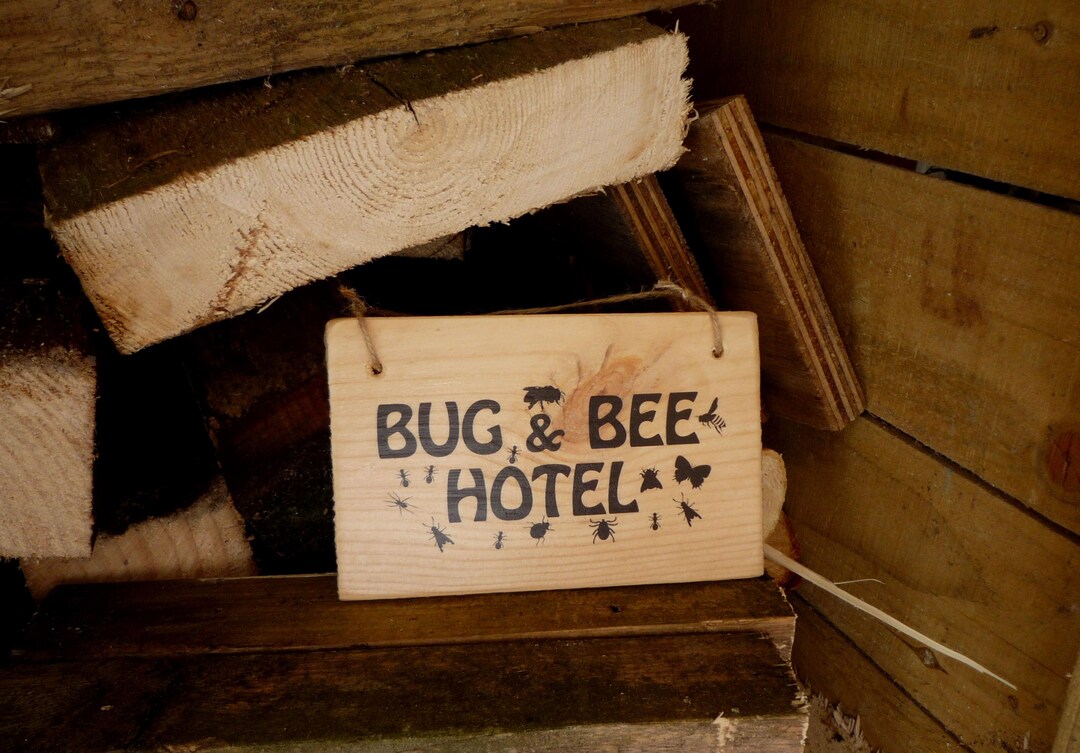 Small Handmade Reclaimed Wood Bug Hotel Sign: Rustic Wildlife Garden ...