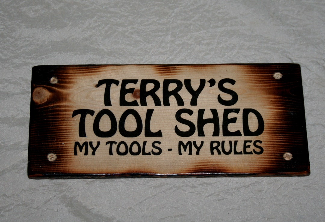 Tool Work Shed Home Office Plaque Sign Custom Personalised Message ...