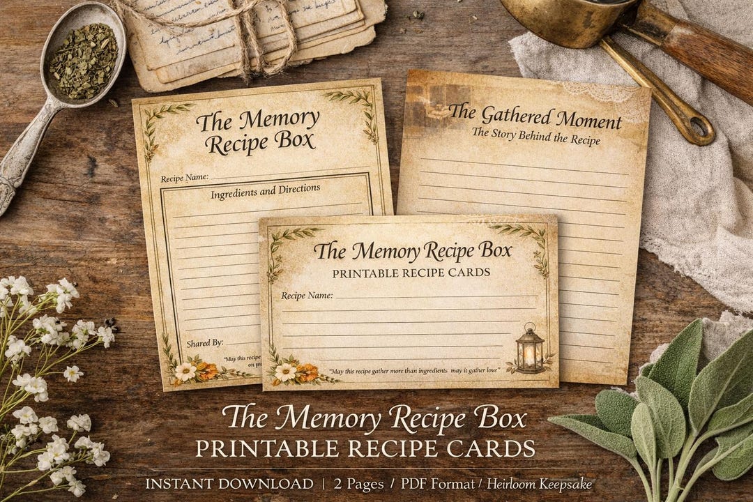 Memory Recipe Card Printable | Heirloom Kitchen Keepsake | Family ...