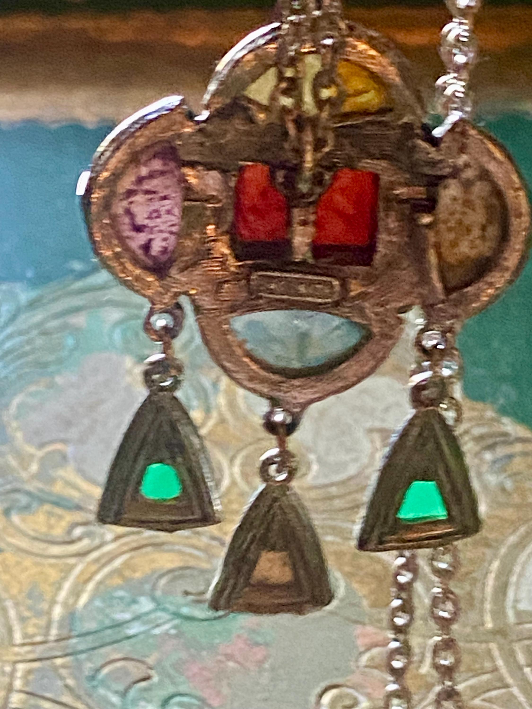 Vintage Jacobite Scottish Celtic Art Glass Agate Pendant Necklace 1960s ...
