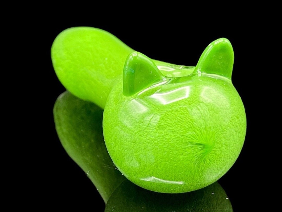 Hand Blown Jade Green Glass Cat Pipe, Thick, Glass Art, Hand Made - Etsy