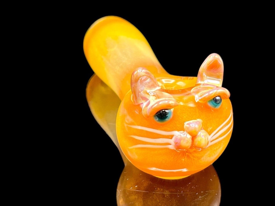 Hand Blown Glass Cat Pipe Smoking Pipe Glass Art Sculpted - Etsy