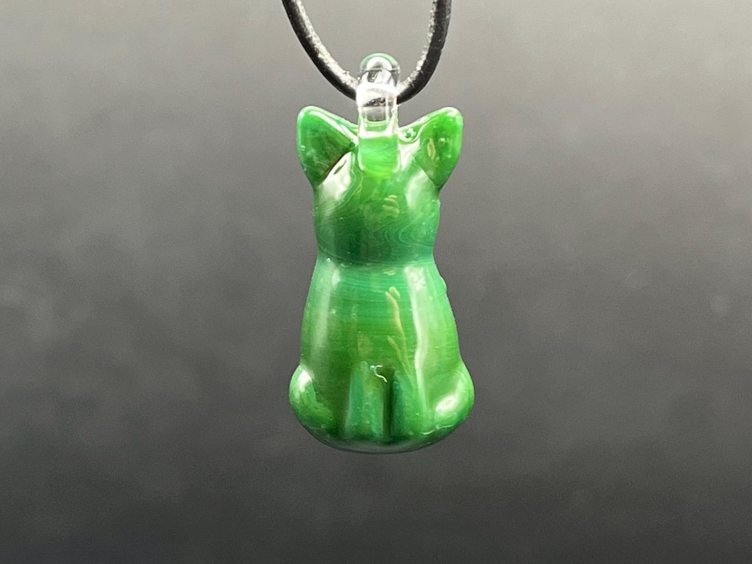 Hand Sculpted Miniature Green Glass Cat Pendant. - Etsy