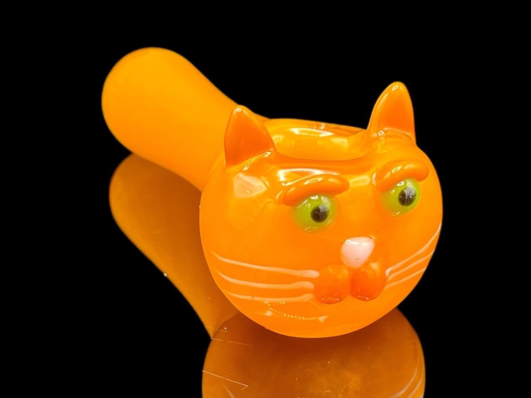 Orange Tabby Cat Pipe, Smoking Pipe, Cat Lover, Animal, Glass Art, One ...