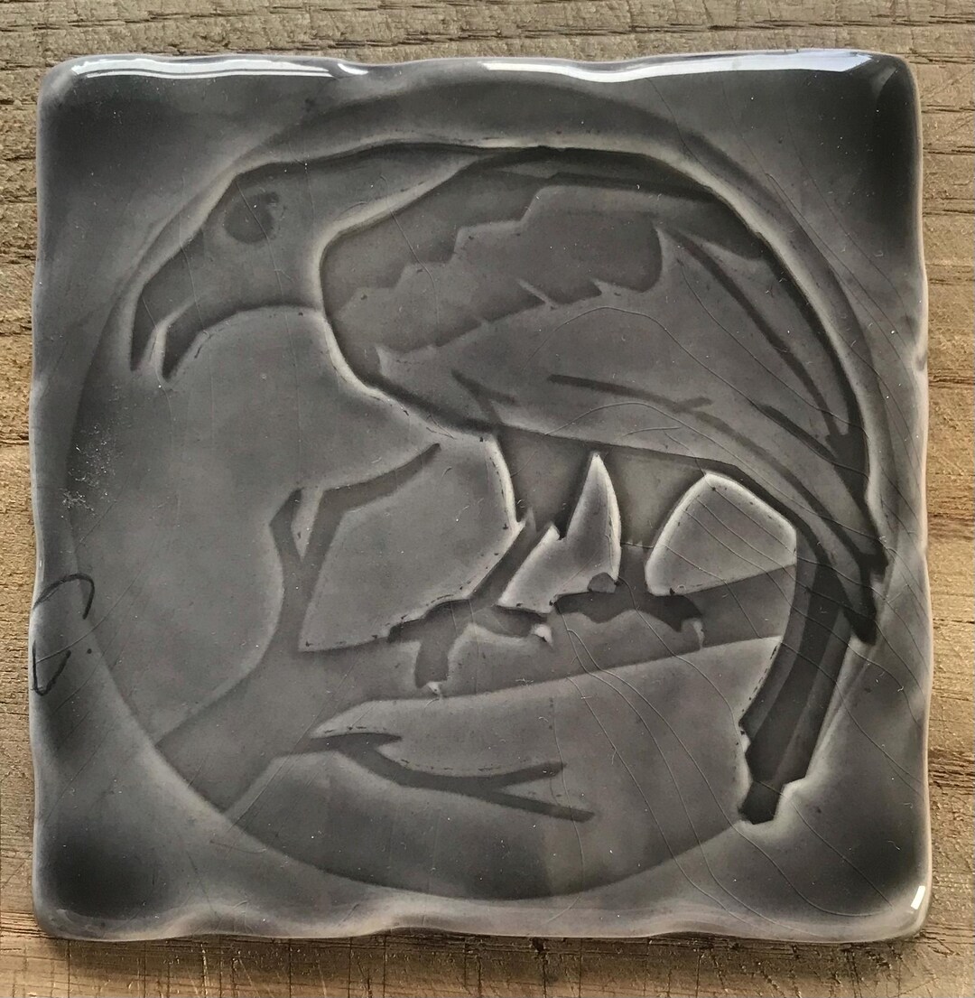 Handmade Tile, Raven Design in Smoke Colour Glaze, Made in UK - Etsy