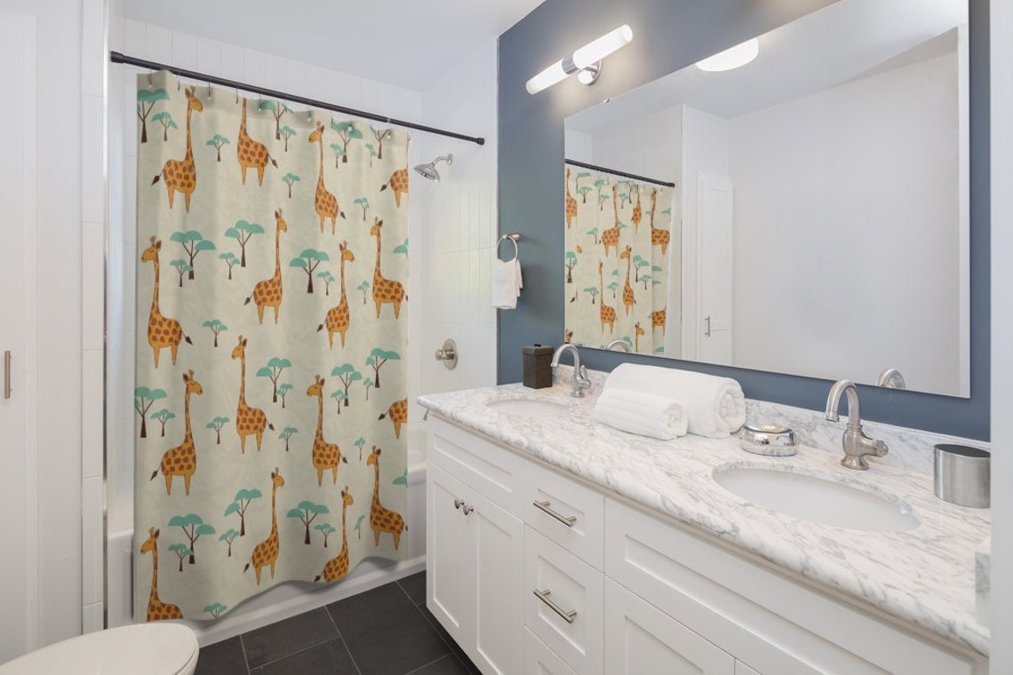 Giraffes Shower Curtains, Bathroom Decor, Animal Decor, Zoo Decor ...