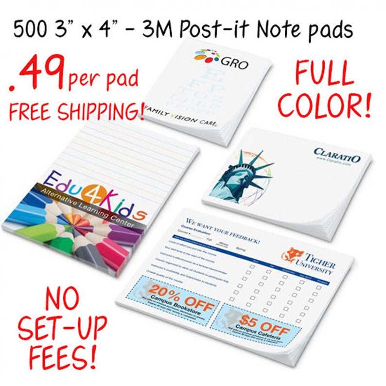 Custom Printed 3M Post-it Notes Full Color Pads Notepads | Etsy Custom Printed 3M Post-it Notes Full Color Pads Notepads | Etsy