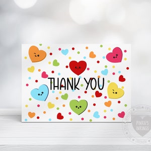 Happy Kawaii Hearts Thank You Cards Set of 8 Cards - Etsy