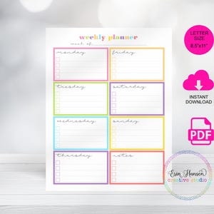 Printable EDITABLE Weekly Planner Calendar, 8.5"x11", Color Blocks - Etsy