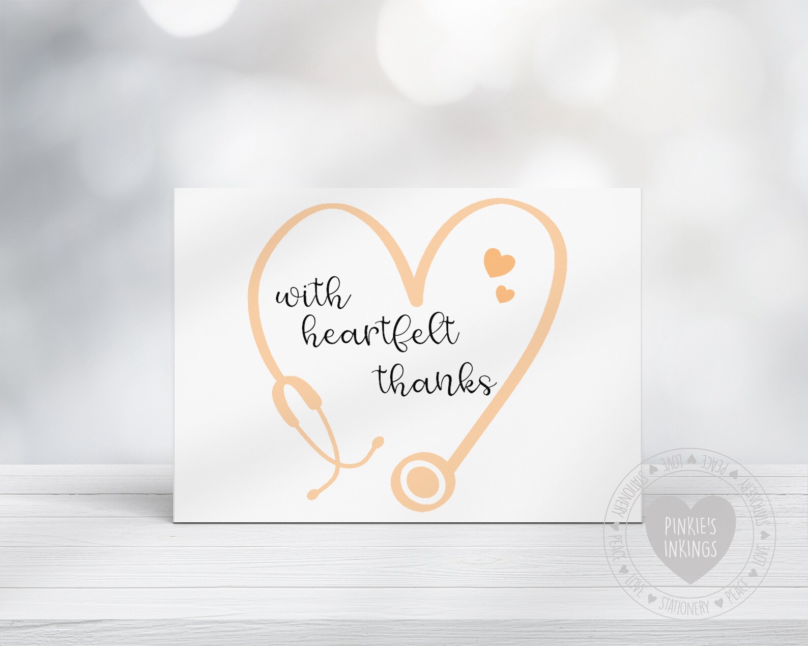 Heart Stethoscope Thank You Cards Set of 8 - Etsy