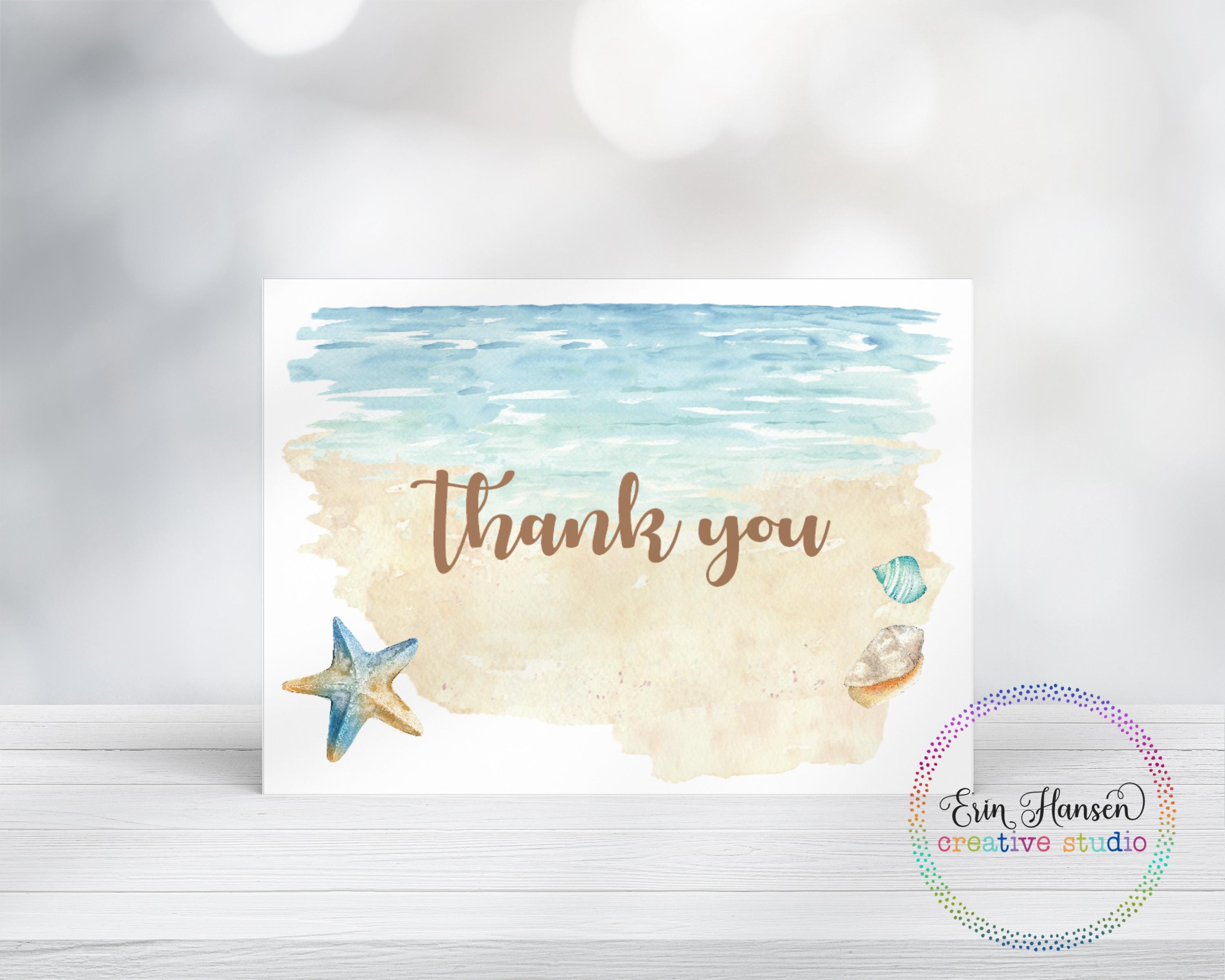 Sandy Beaches, Watercolor Thank You Note Cards 8ct - Etsy