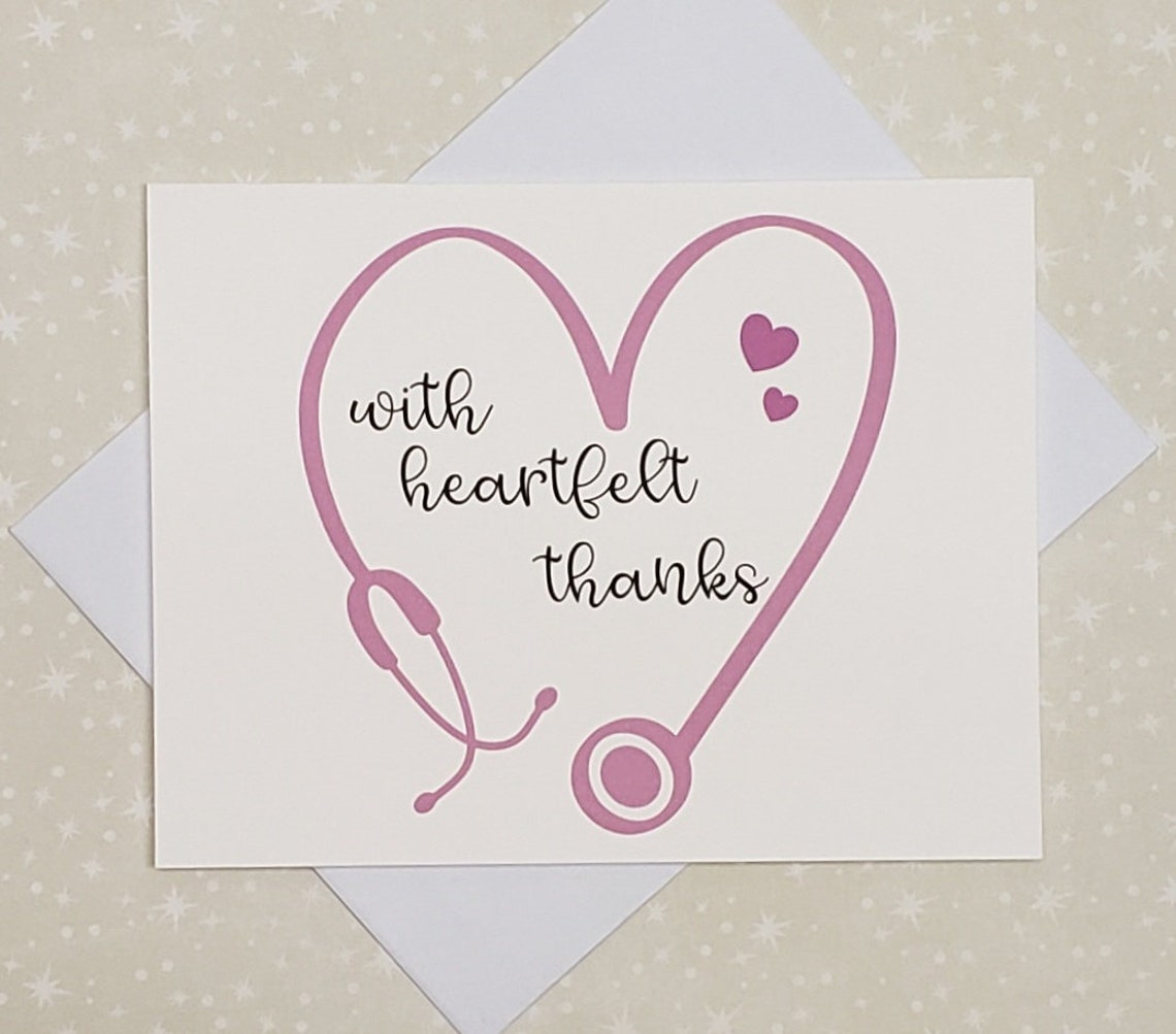Heart Stethoscope Thank You Cards Set of 8 | Etsy