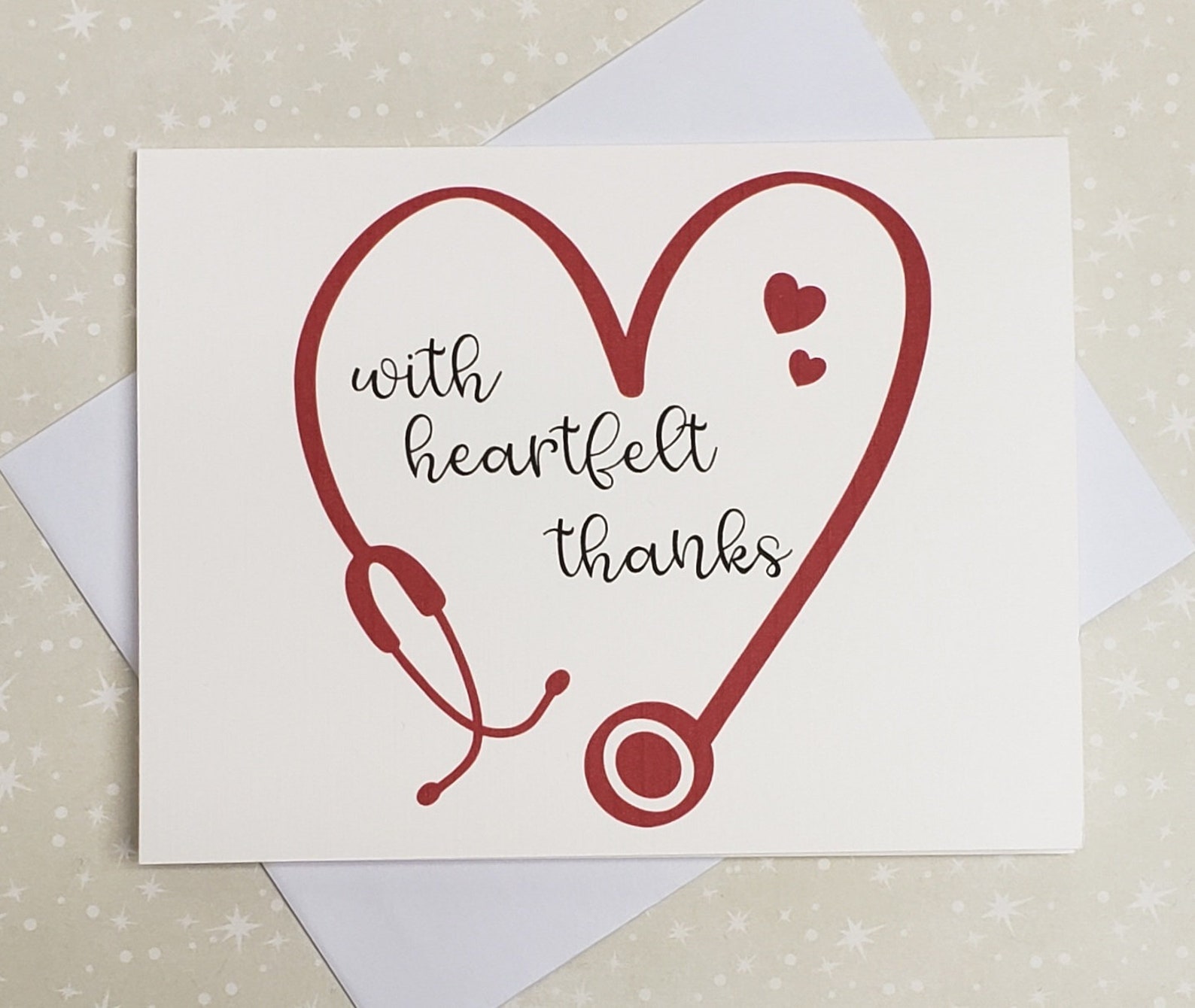 Heart Stethoscope Thank You Cards Set of 8 | Etsy
