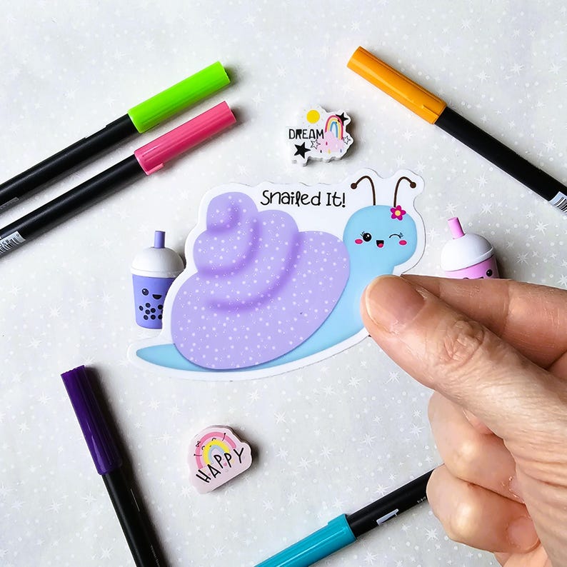 Vinyl Sticker, Kawaii Snail, Snailed It, Single Sticker - Etsy