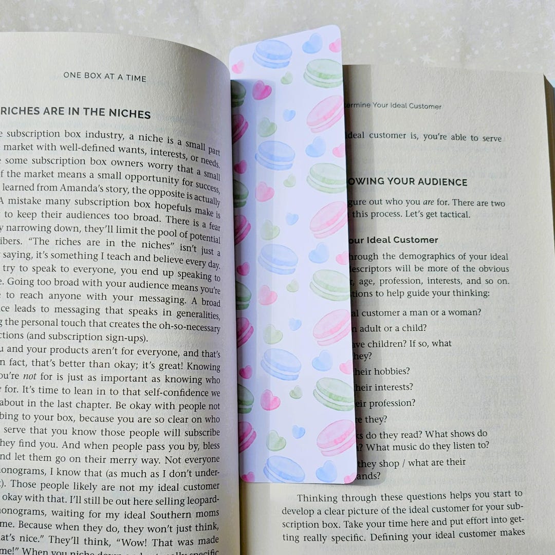 Pastel Macaron & Hearts Watercolor Bookmark - Etsy