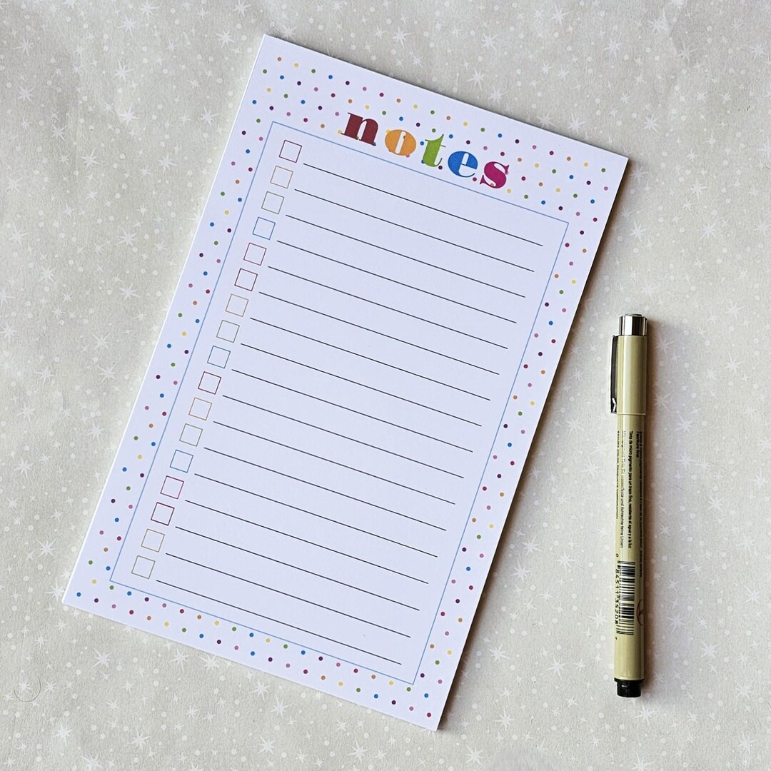 Rainbow Polka Dot Notepad, Lined Notepad With Checkboxes, 8.5x5.5, 25 ...
