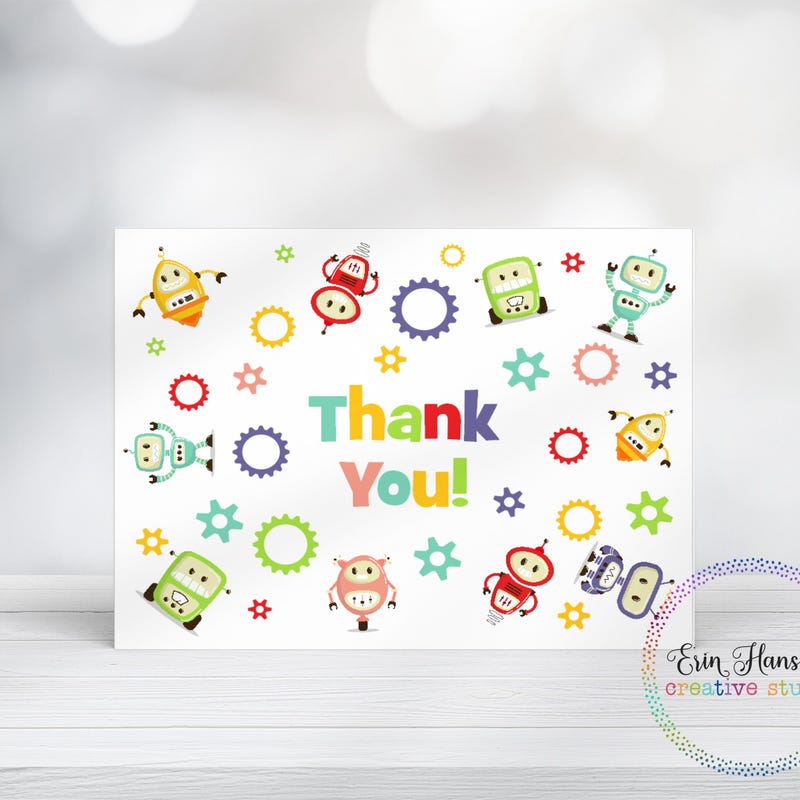 Robot Thank You Cards - Etsy