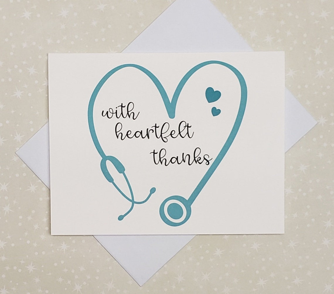 Heart Stethoscope Thank You Cards Set of 8 | Etsy