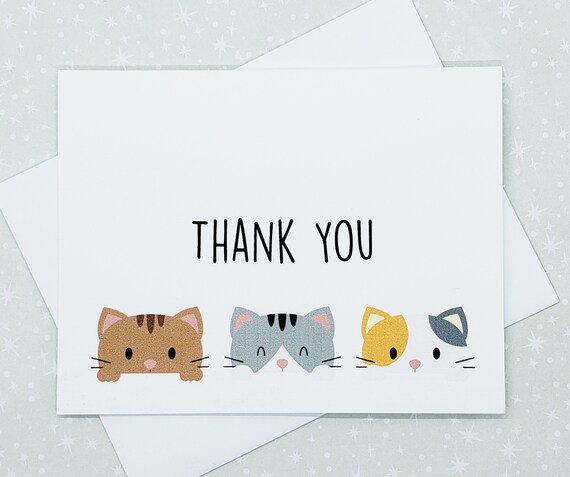 Peeking Kitties Thank You Cards Set of 8 | Etsy