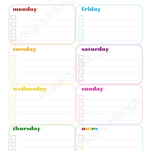 Printable EDITABLE Weekly Planner Calendar, 8.5x11, Simple Rainbow - Etsy