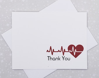 Heart Stethoscope Thank You Cards Set of 8 | Etsy