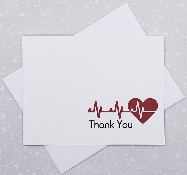 Heartbeat Thank You Cards Set of 8 | Etsy