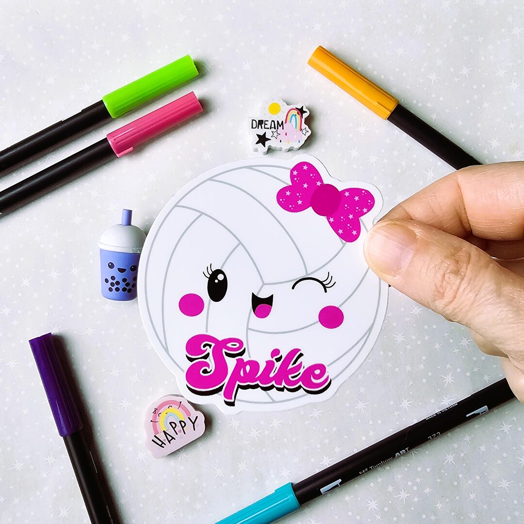 Vinyl Sticker, Kawaii Volleyball, Spike, Single Sticker - Etsy