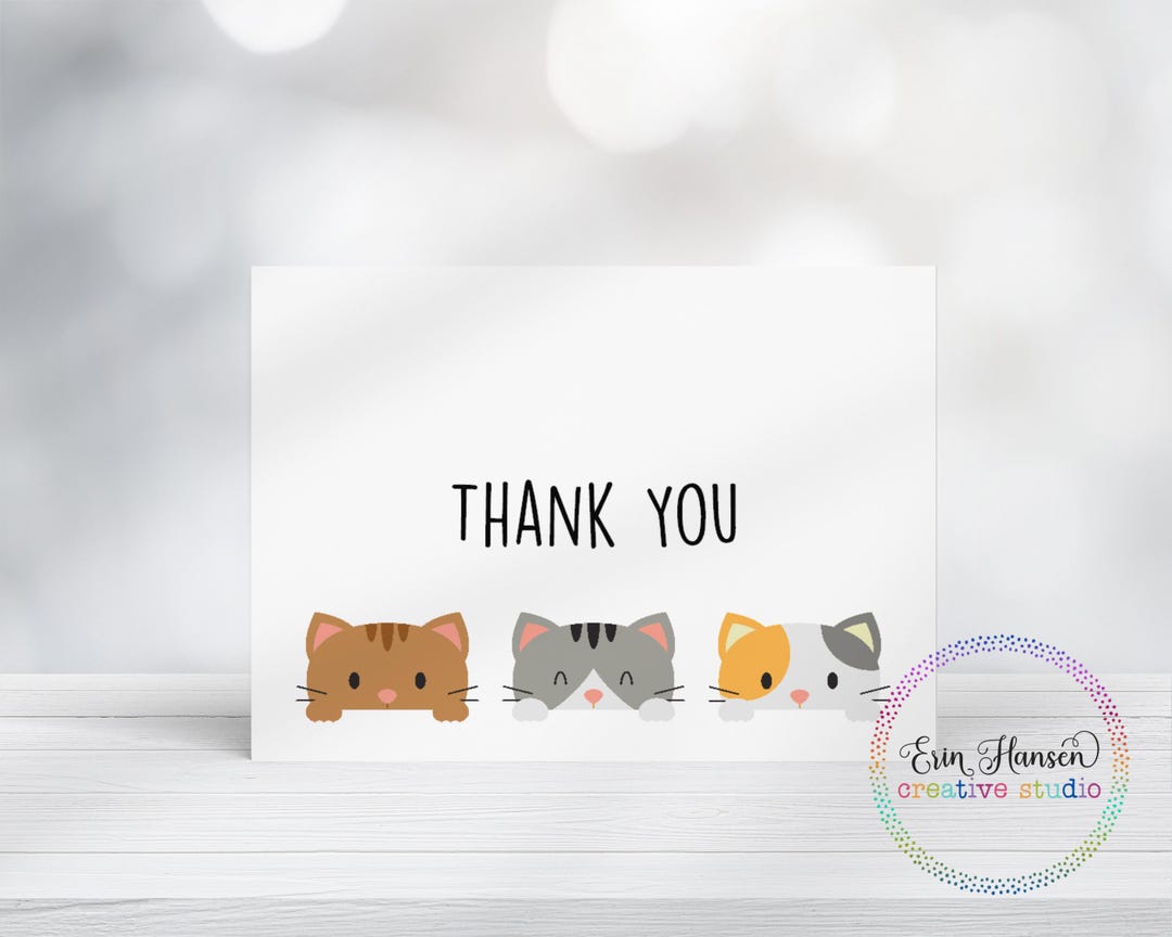 Peeking Kitties, Thank You Cards, Set of 8 - Etsy